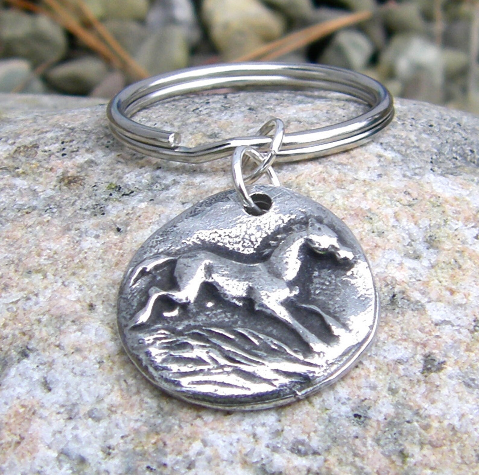 Happy Horse Keychain Running Horse Key Ring Rustic - Etsy