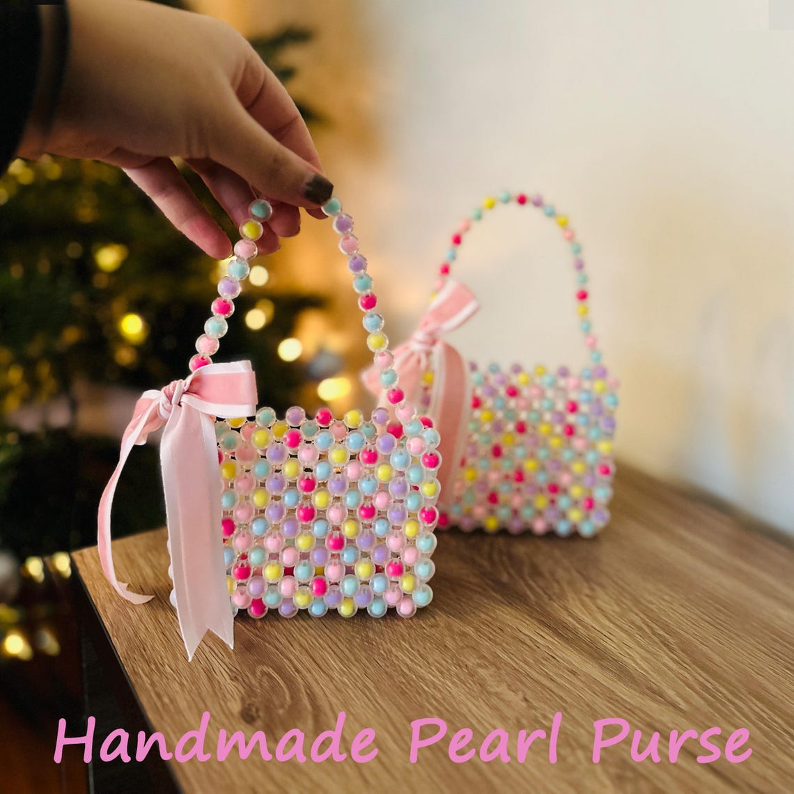 Little Girl Pearl Bag | Handmade Beaded Bag | Mini Beaded Purse ...