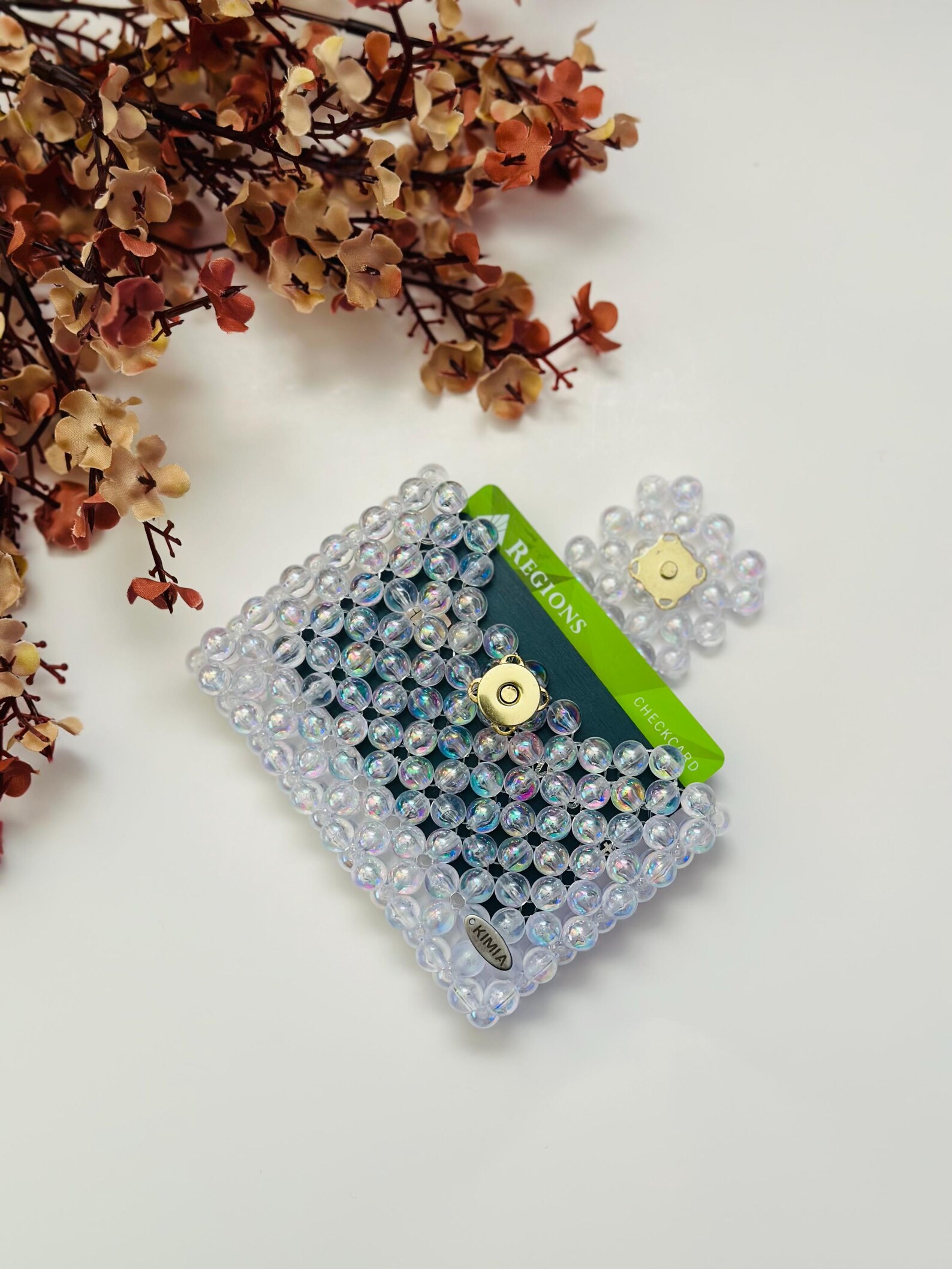 Handmade Beaded Card Holder: Pearl Crystal Mini Wallet - Etsy