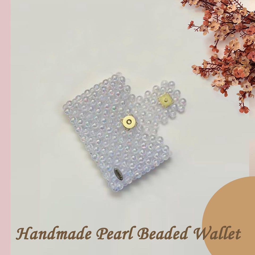 Handmade Beaded Wallet | Pearl Card Holder | Unique Bag | Pearl Wallet ...