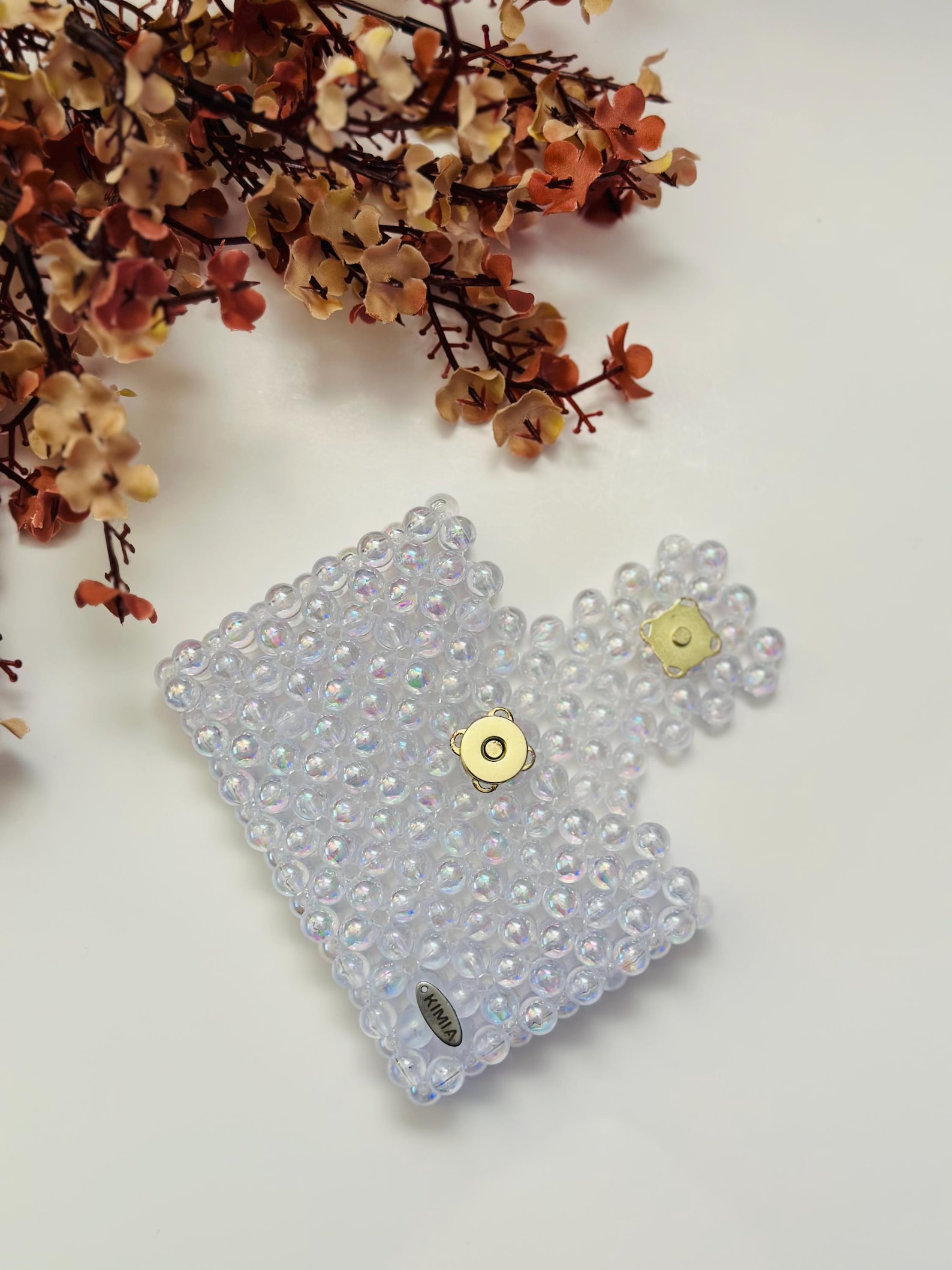 Handmade Beaded Card Holder: Pearl Crystal Mini Wallet - Etsy
