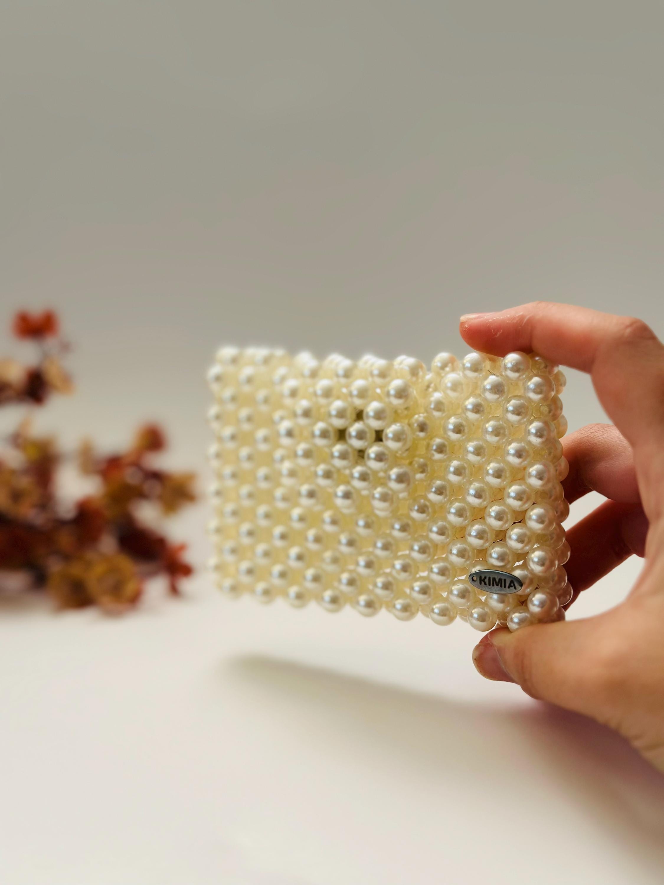 Handmade Beaded Card Holder: Pearl Crystal Mini Wallet - Etsy