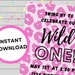 Pink Cheetah Wild One Birthday Invitation - 5x7 - Editable Invitation ...