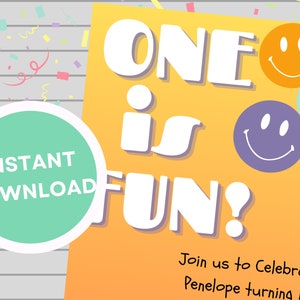 One is Fun Birthday Invitation - 5x7 - Editable Invitation - Etsy