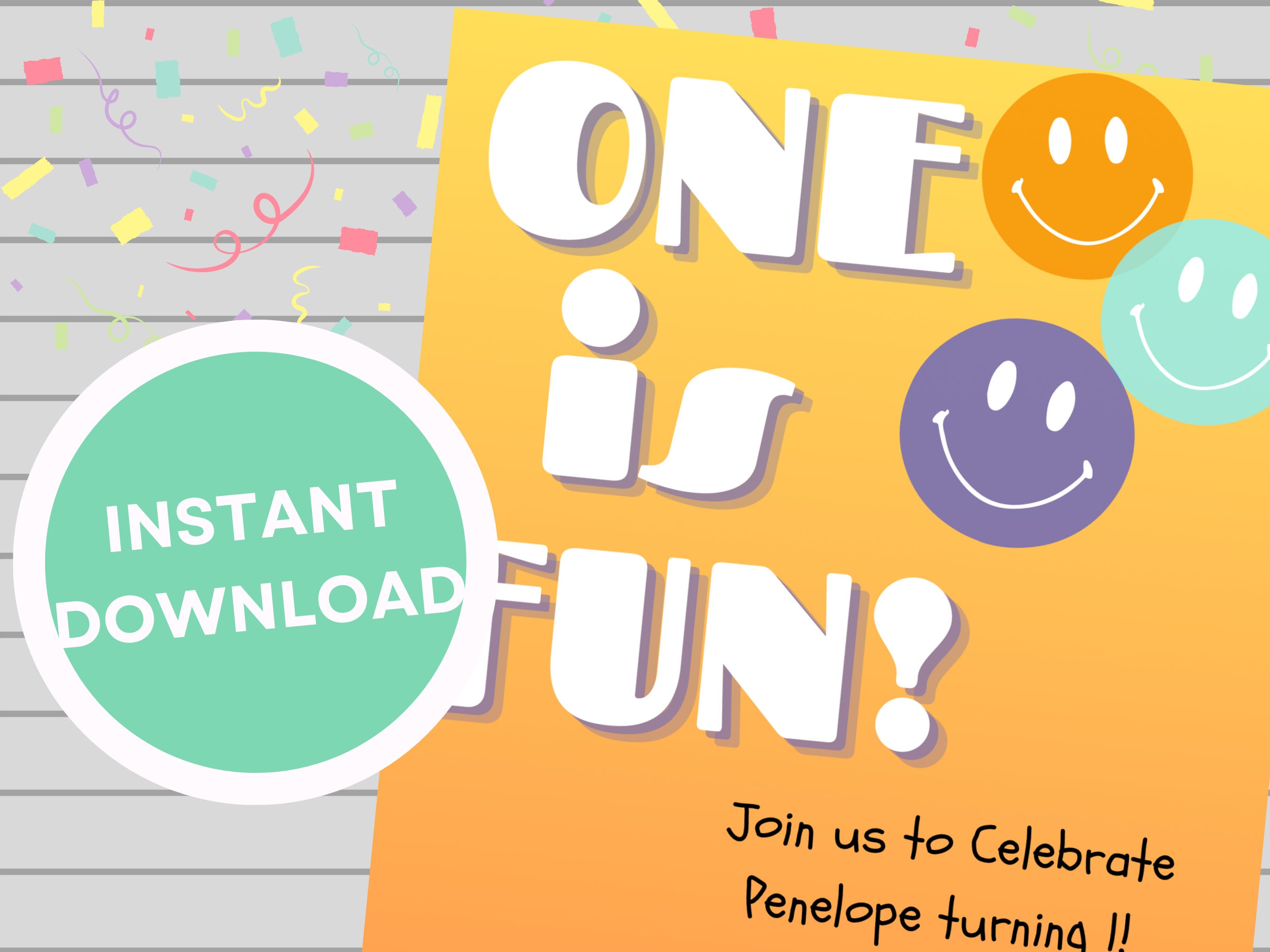 One is Fun Birthday Invitation - 5x7 - Editable Invitation - Etsy