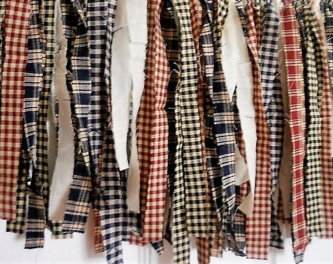 Prim Homespun Fabric Rag Strips Primitive Country Decor Muslin Ties ...