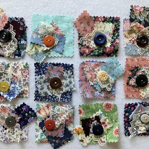 Clusters Snippet Junk Journal Scrapbook Vintage Floral Fabric Button ...