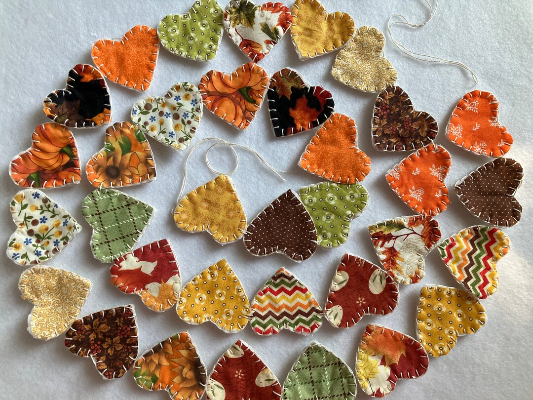 Primitive Penny Rug Fall Autumn Patriotic Christmas Heart Star Garland ...