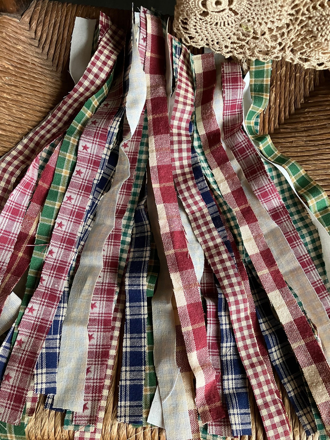 Prim Primitive Christmas Homespun Fabric Strips Ties - Etsy