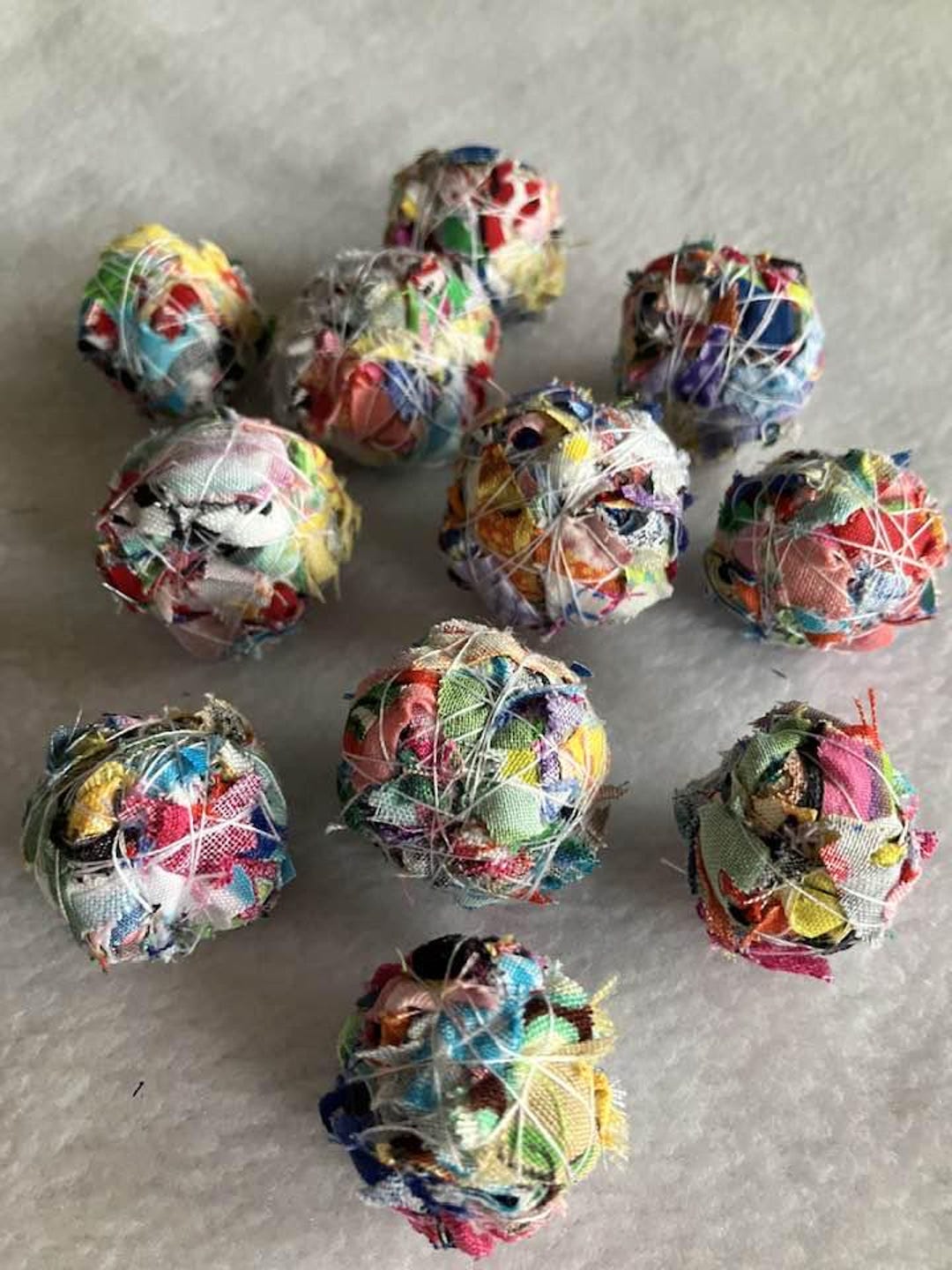 12 Fabric 1 Ort Fiber Boho Art Bead Balls for Jewelry Making, Junk ...