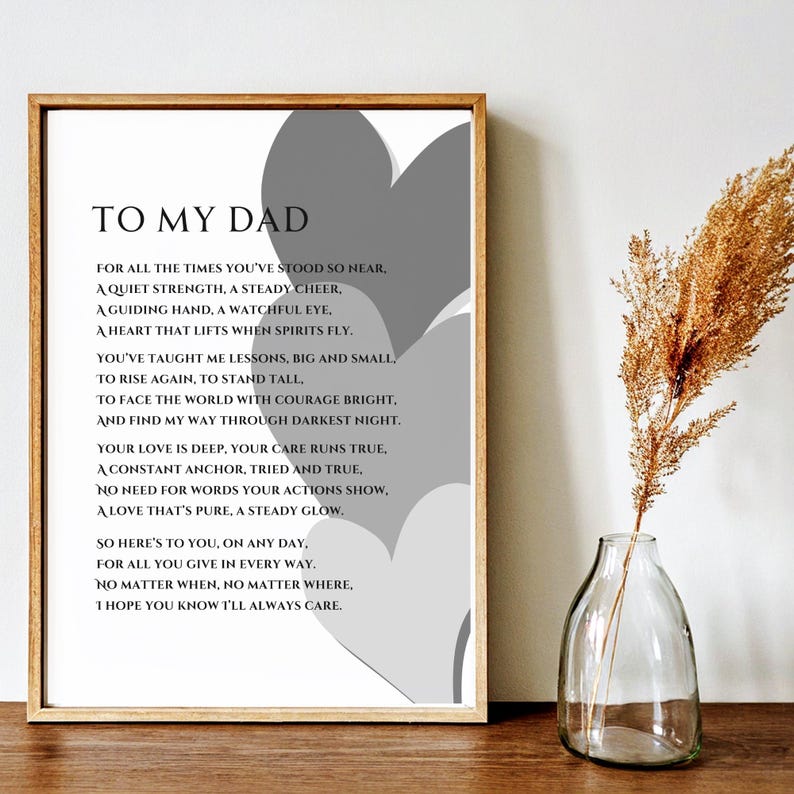 Dad Poem Frame - Instant Print Heartfelt Dad Gift - Instant Home Decor ...