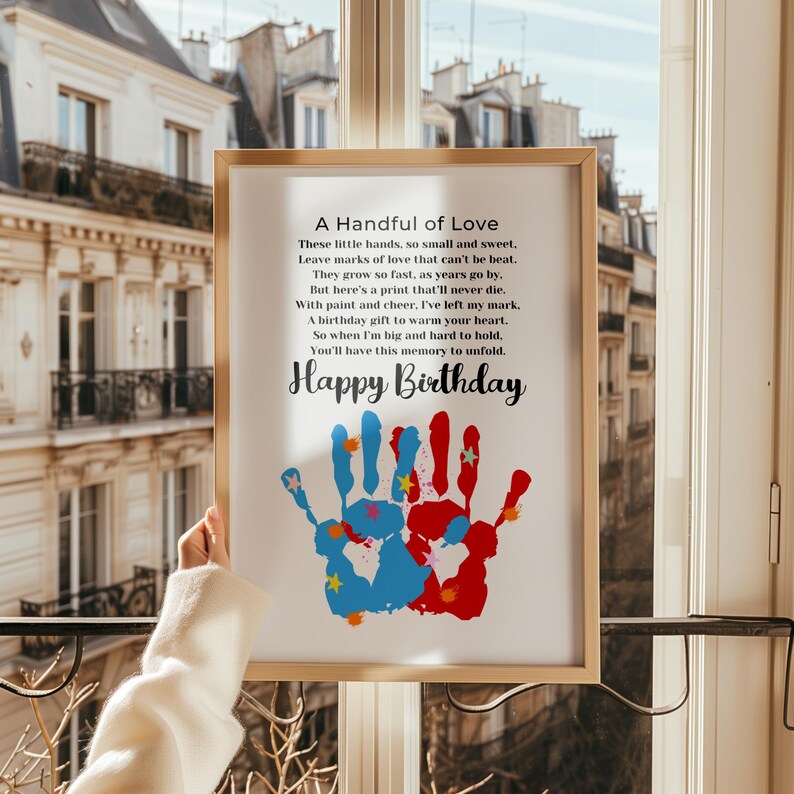 Birthday Handprint Poem Printable - Kid's Handprint Holiday Gift - DIY ...