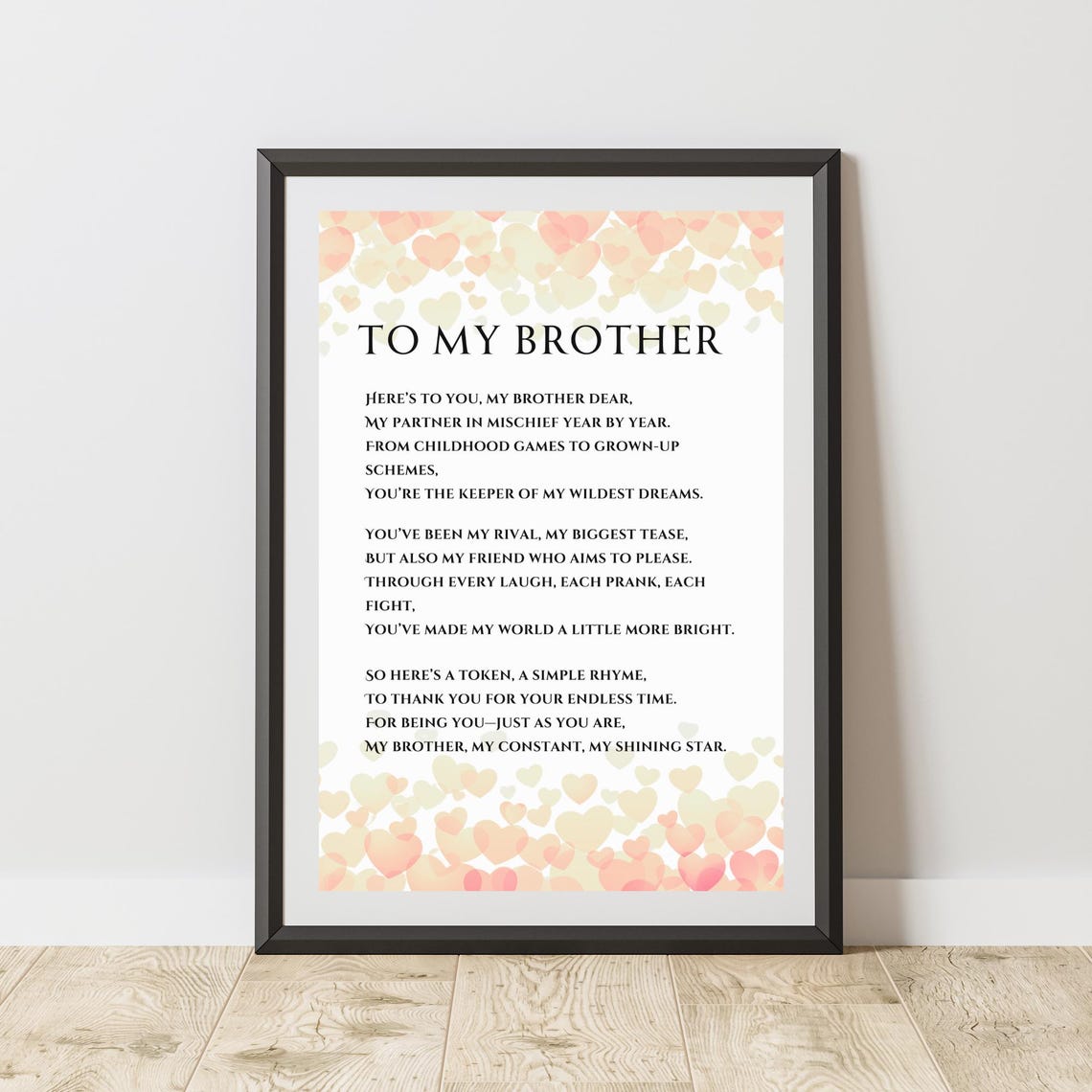 To My Brother Printable Wall Art -instant Print Heartfelt Brother Gift ...