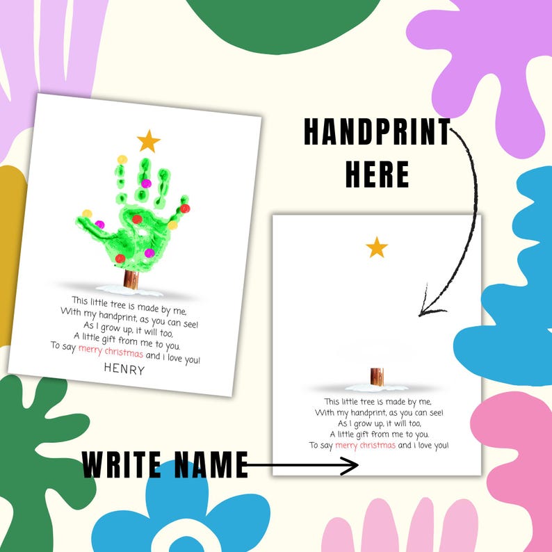 Christmas Tree Handprint Art Printable-personalized Christmas Craft-diy ...