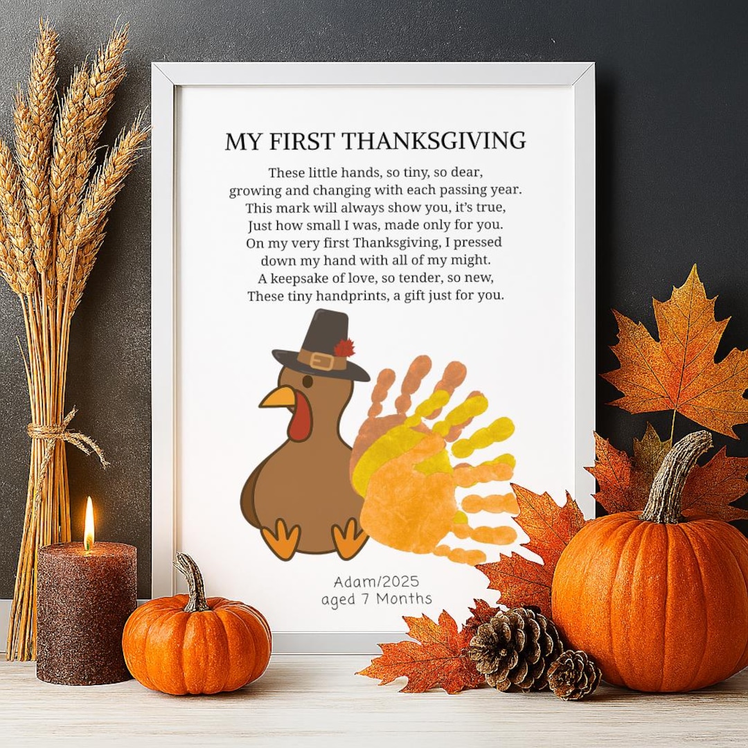 My First Thanksgiving Handprint Craft, Turkey Keepsake Poem, Baby ...