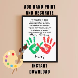 Christmas Handprint Art -kids Handprint Holiday Gift -DIY Xmas Gift for ...