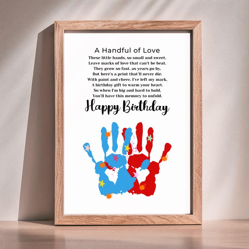 Birthday Handprint Poem Printable - Kid's Handprint Holiday Gift - DIY ...