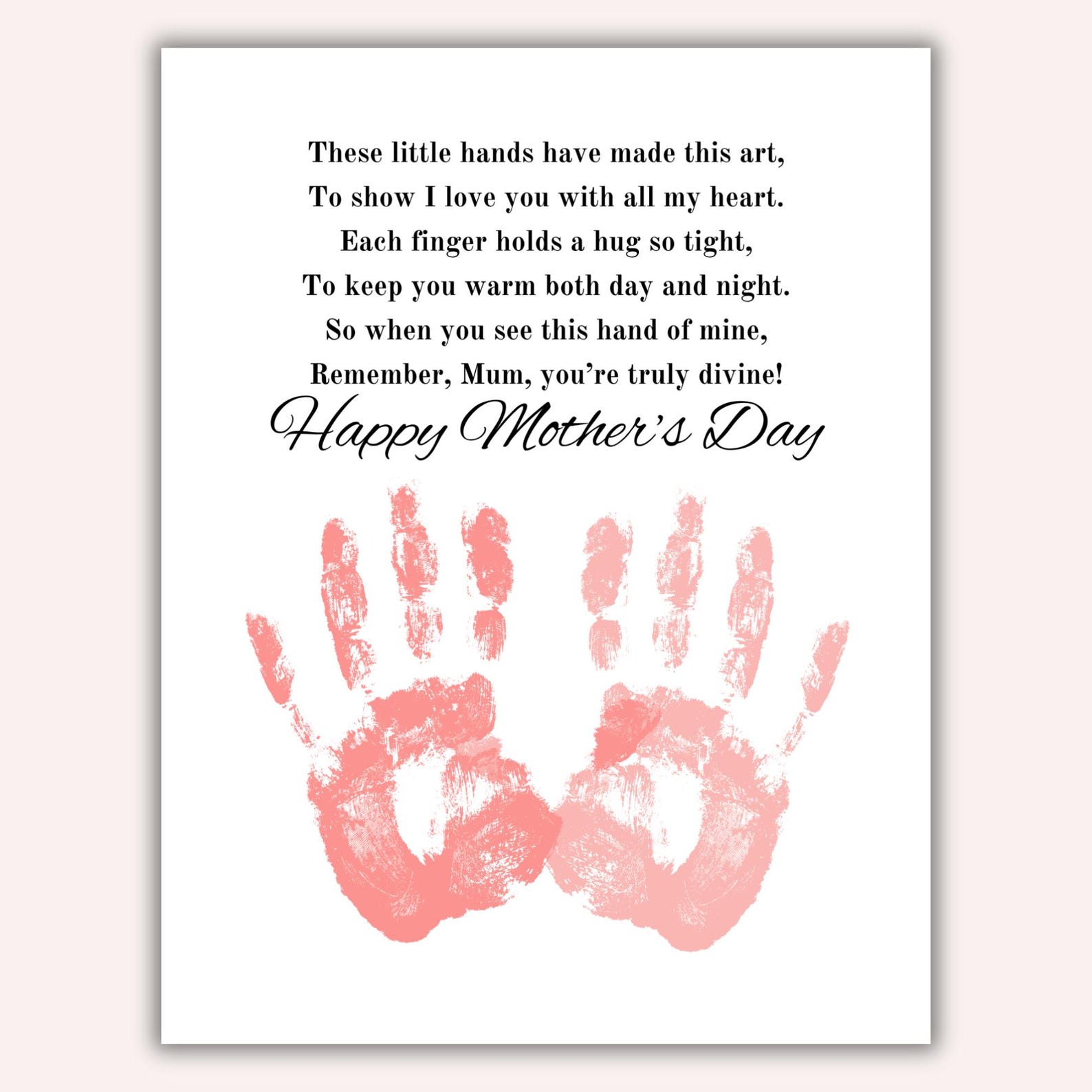 Mother’s Day Handprint Craft -DIY Printable Handprint Art - Mother’s ...