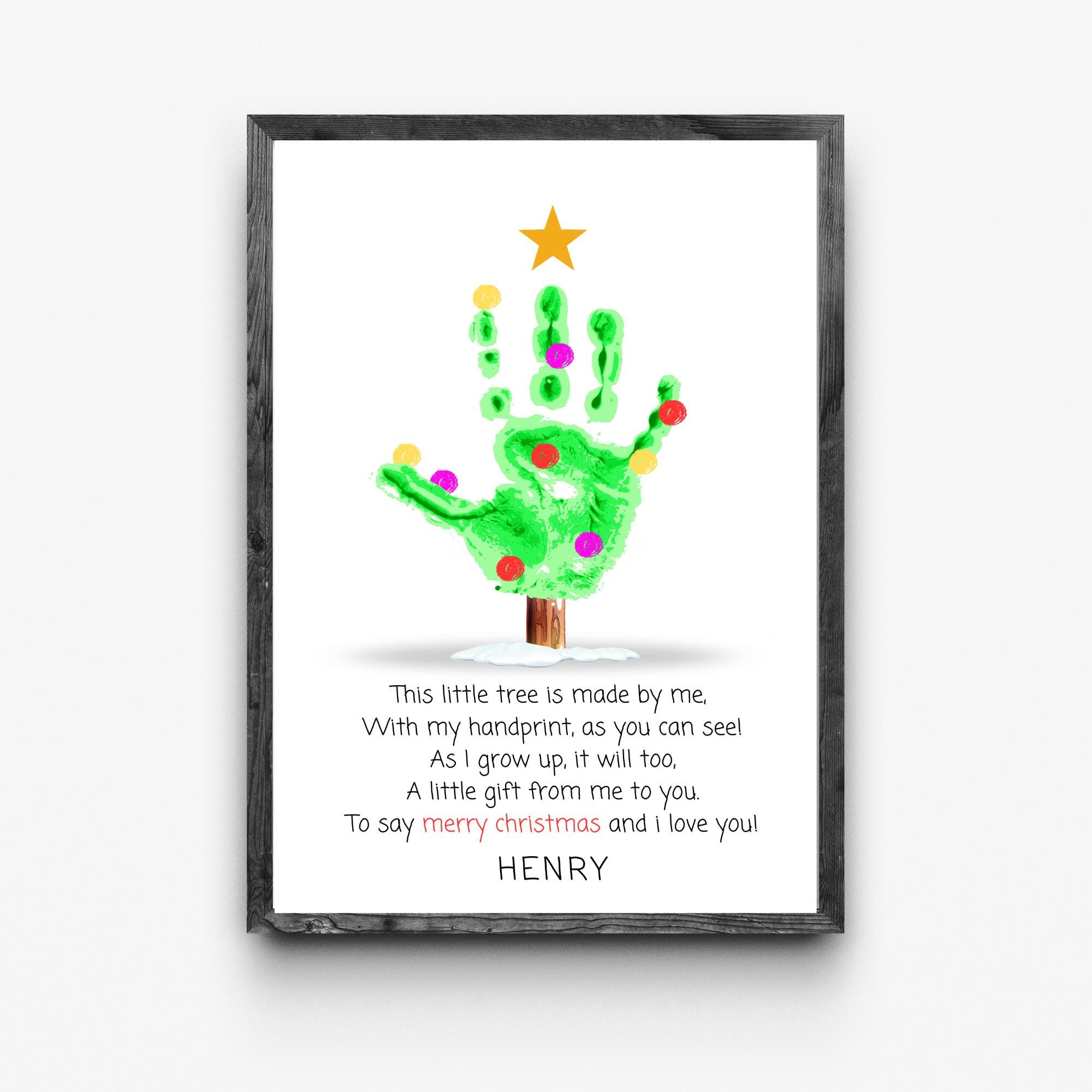 Christmas Tree Handprint Art Printable-personalized Christmas Craft-diy ...