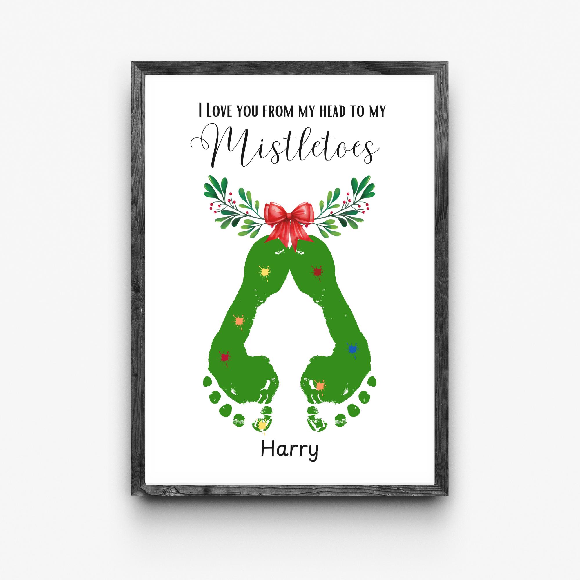 Christmas Footprint Art - "mistletoes" Keepsake - Handprint Holiday ...