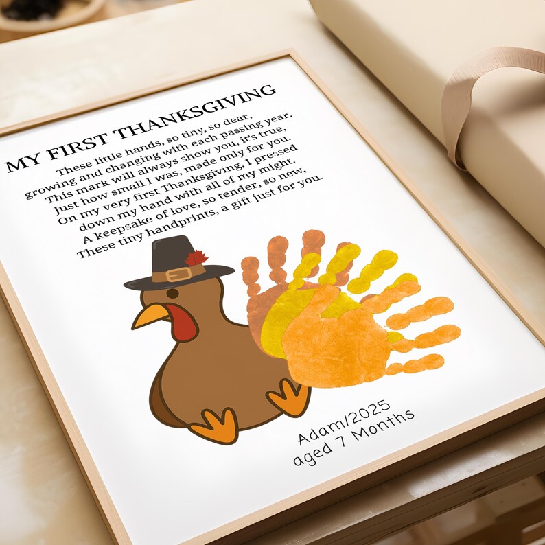 My First Thanksgiving Handprint Craft, Turkey Keepsake Poem, Baby ...