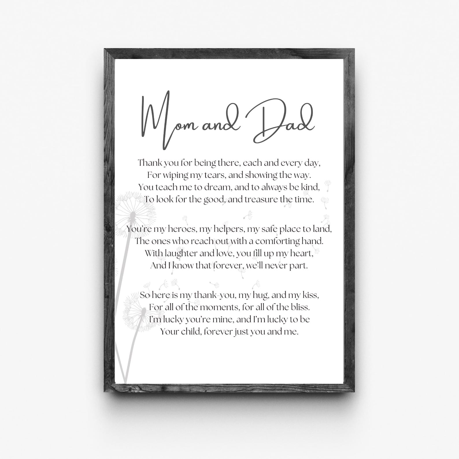 Mom and Dad Poem Printable Wall Art Gift for Parents mother Father ...
