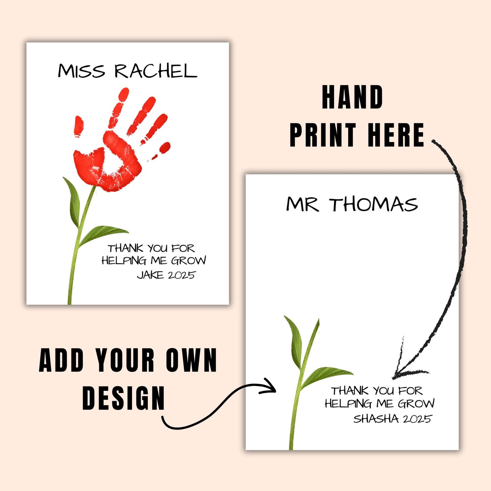 Teacher Appreciation Gift Handprint Art - Key Worker -childminder Gift ...