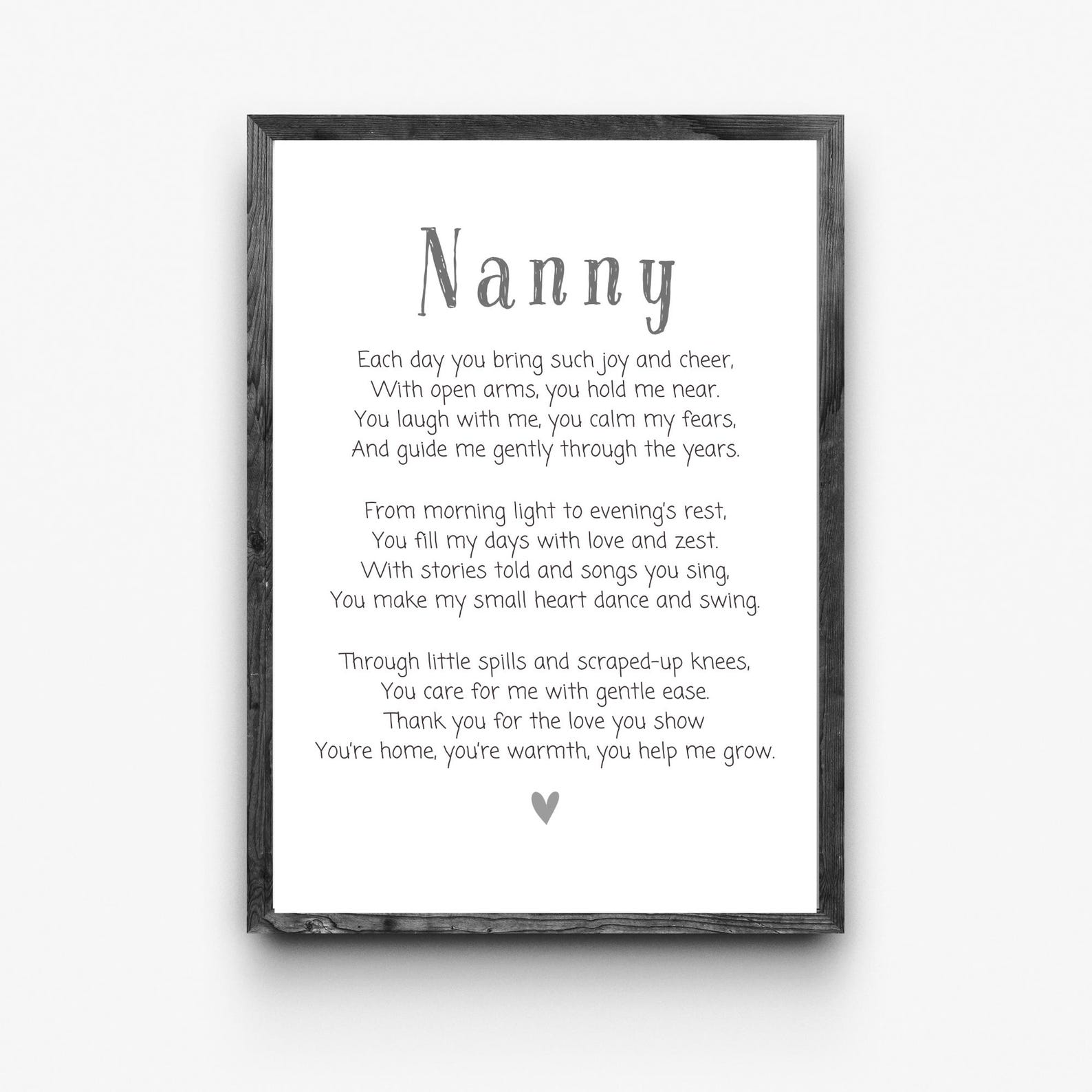 Nanny Poem Print - Gift for Nanny, Grandma, or Grandparent - Birthday ...