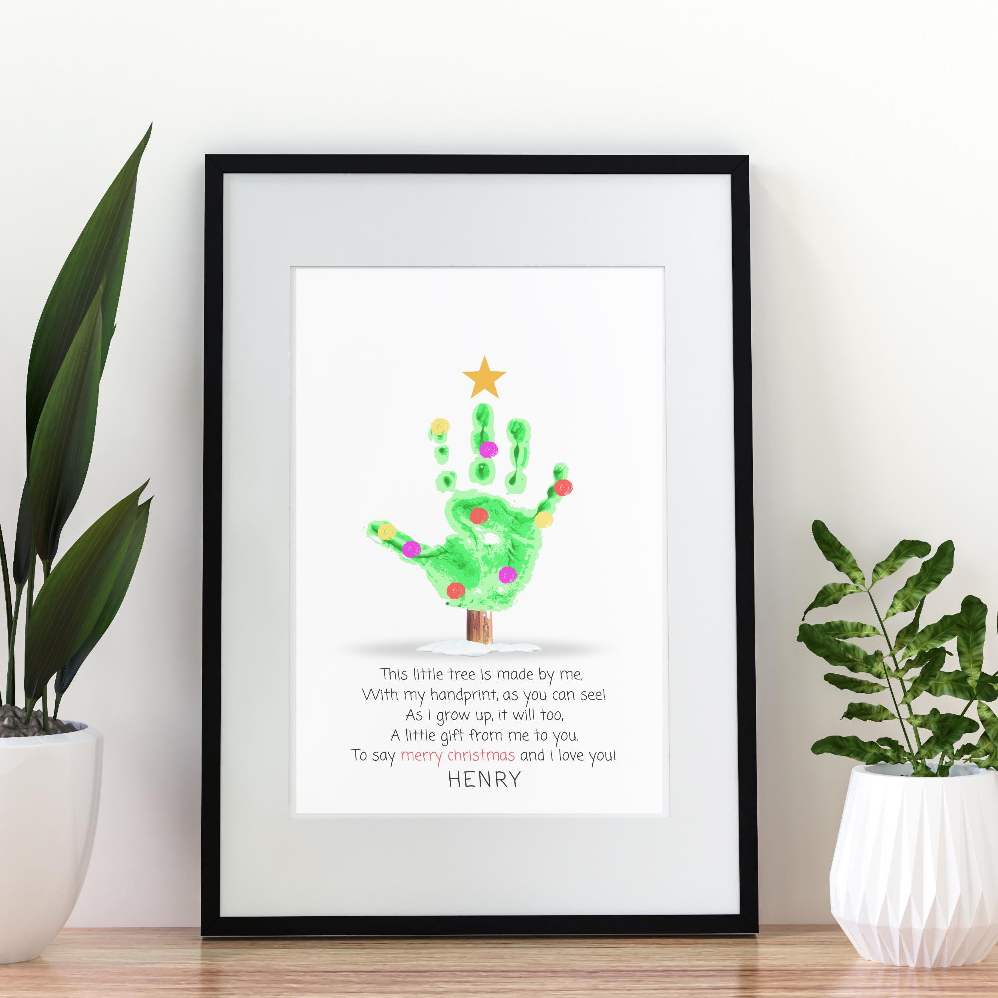 Christmas Tree Handprint Art Printable-personalized Christmas Craft-diy ...