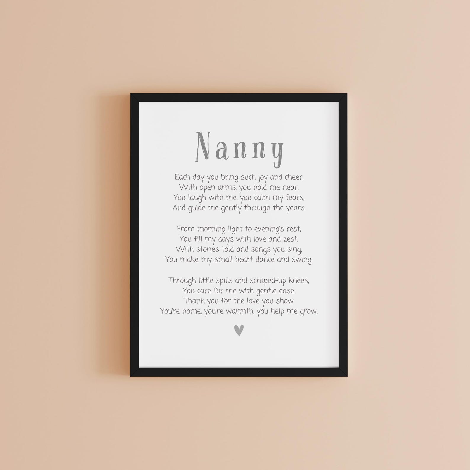 Nanny Poem Print - Gift for Nanny, Grandma, or Grandparent - Birthday ...