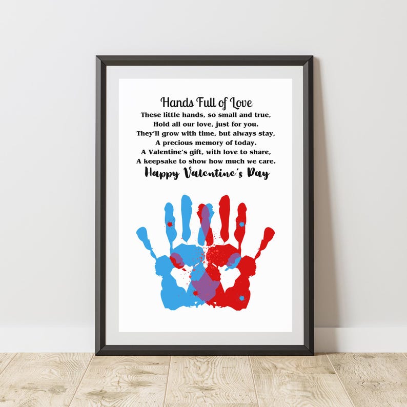 Poema imprimible con la huella de la mano para el día de San Valentín ...