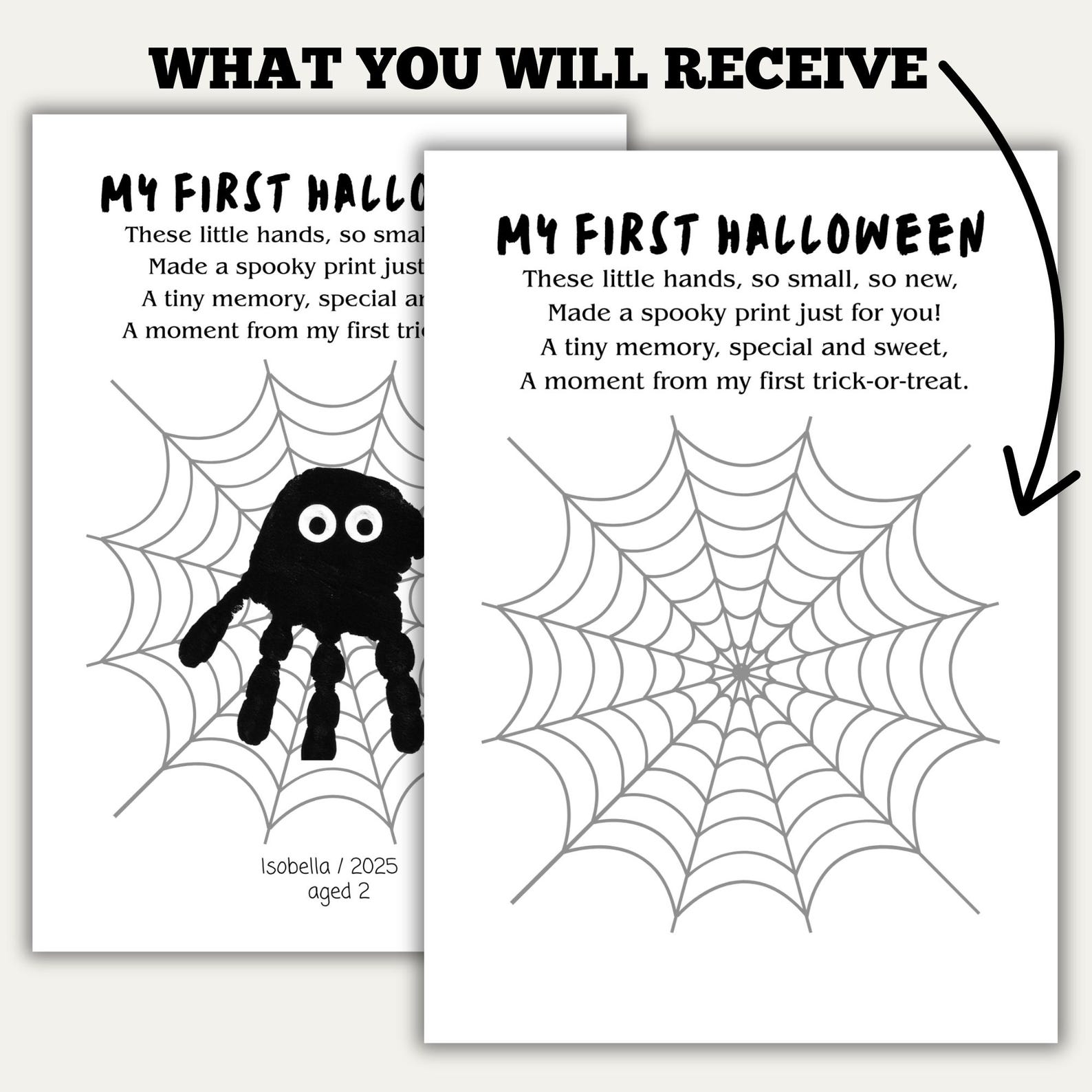 Baby's First Halloween Handprint Art: Spider Keepsake (digital Download ...