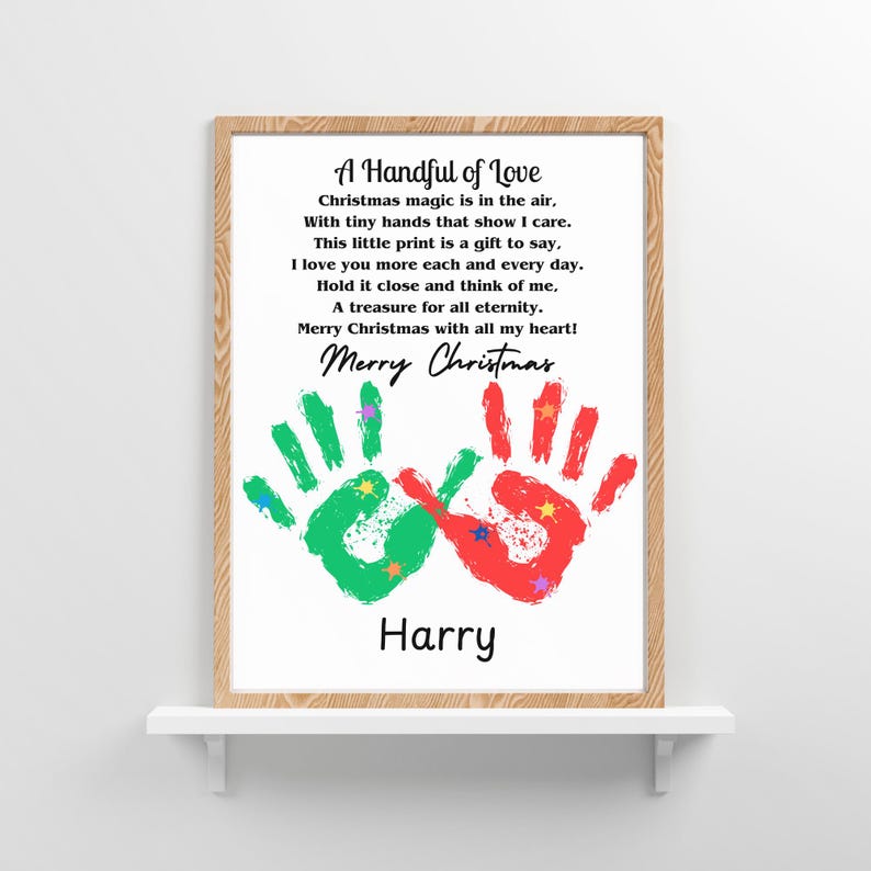 Christmas Handprint Art -kids Handprint Holiday Gift -DIY Xmas Gift for ...