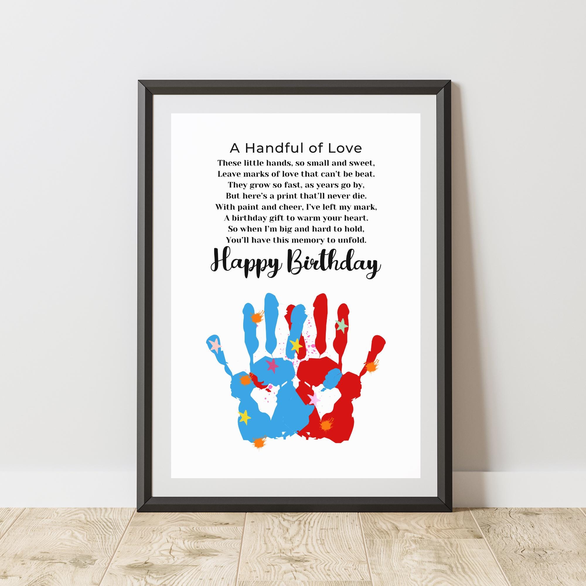 Birthday Handprint Poem Printable - Kid's Handprint Holiday Gift - DIY ...