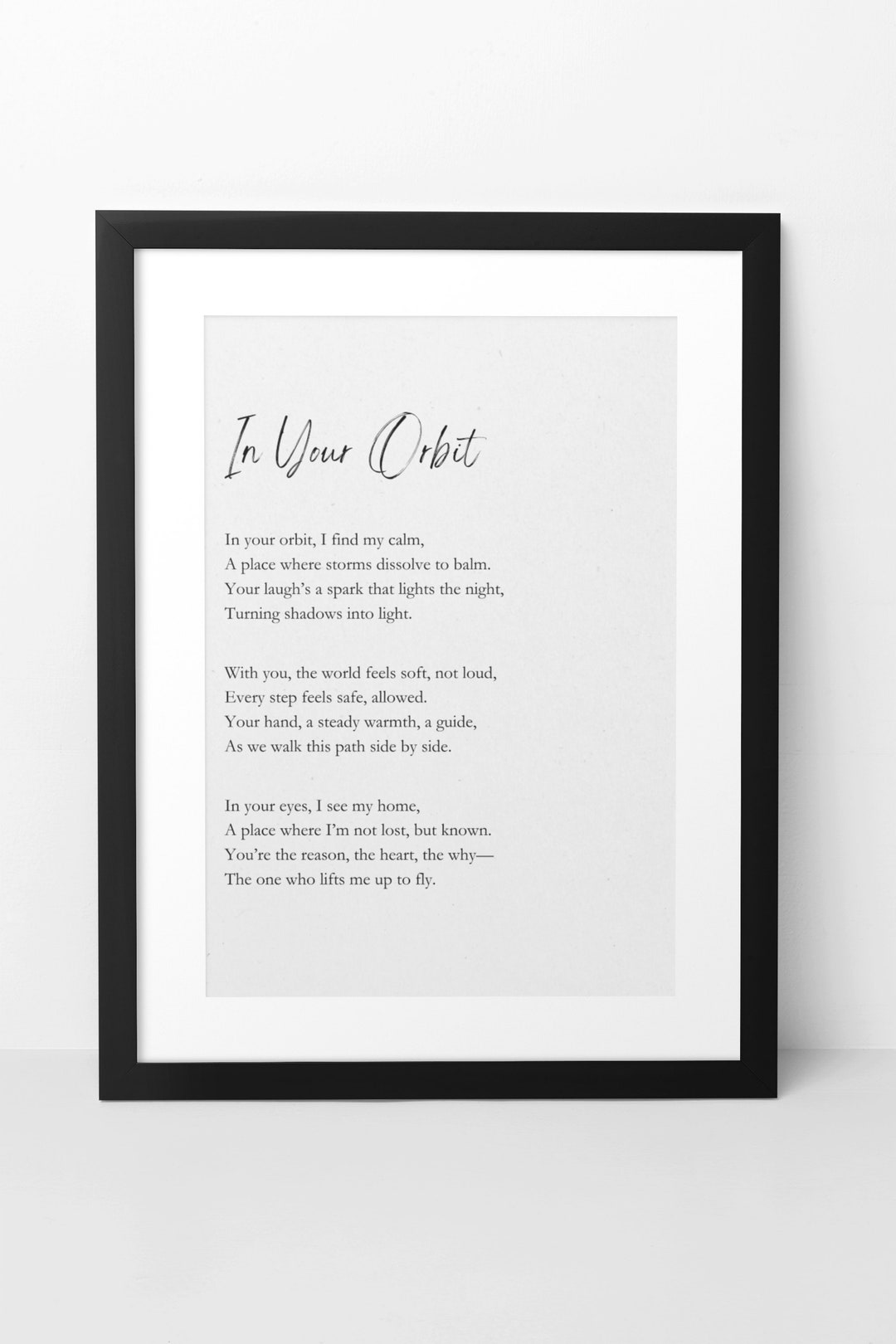 In Your Orbit Poem Boyfriend Gift Partner Gift Home Decor Romantic Gift ...
