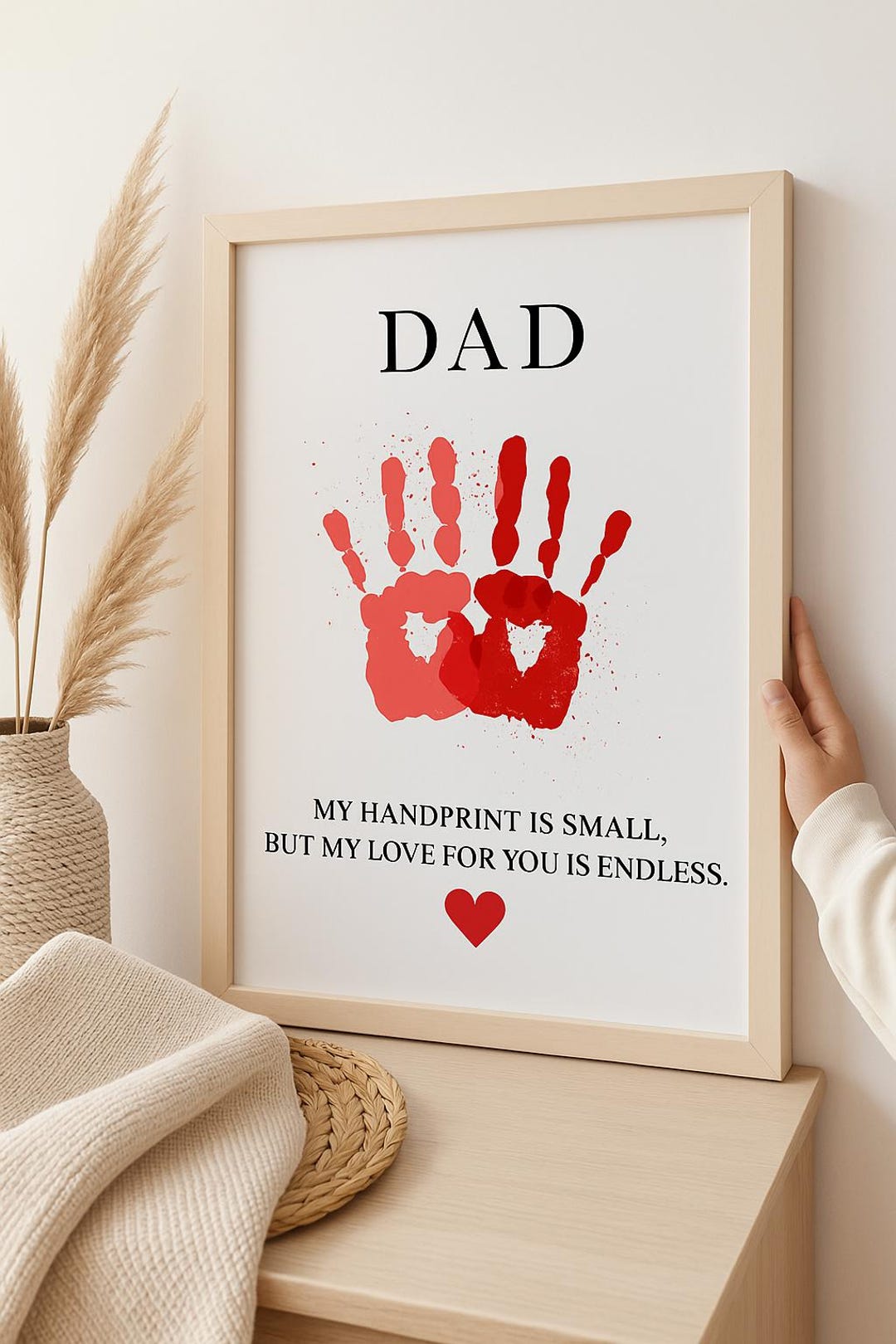 Dad Handprint Art -valentines Handprint Gift -DIY Handprint Keepsake ...