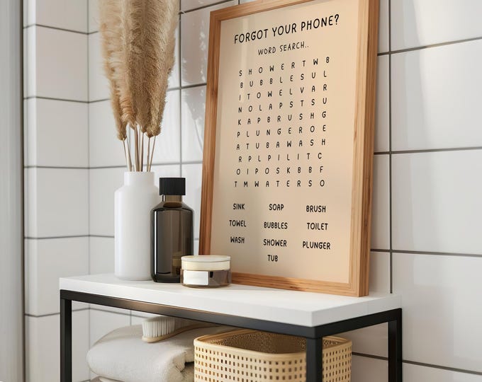 Bathroom Word Game Modern Powder Room Wall Decor Unique Poster Art ...