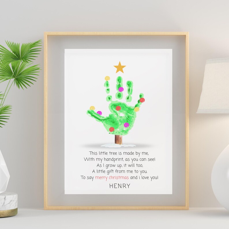 Christmas Tree Handprint Art Printable-personalized Christmas Craft-diy ...