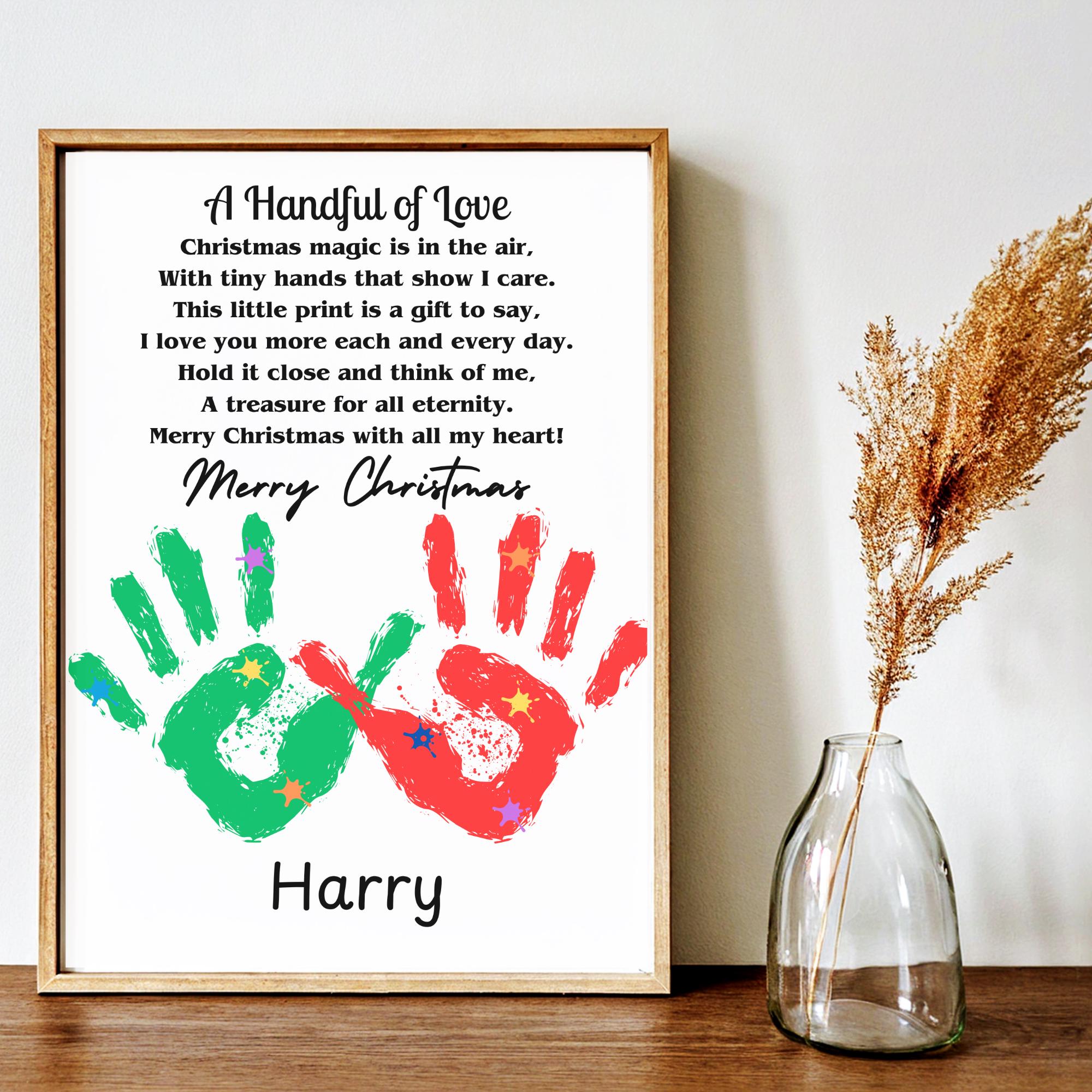 Christmas Handprint Art -kids Handprint Holiday Gift -DIY Xmas Gift for ...