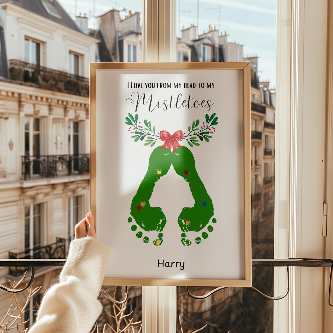 Christmas Footprint Art - "mistletoes" Keepsake - Handprint Holiday ...