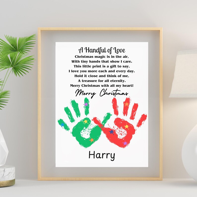 Christmas Handprint Art -kids Handprint Holiday Gift -DIY Xmas Gift for ...