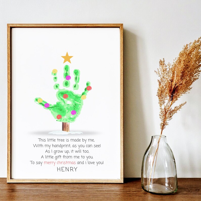 Christmas Tree Handprint Art Printable-personalized Christmas Craft-diy ...