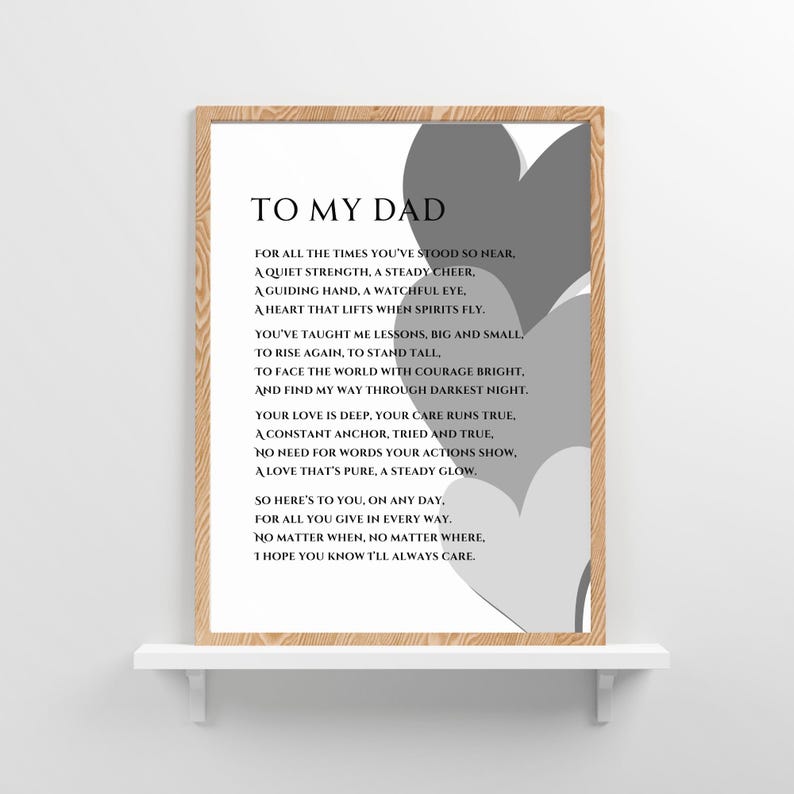Dad Poem Frame - Instant Print Heartfelt Dad Gift - Instant Home Decor ...
