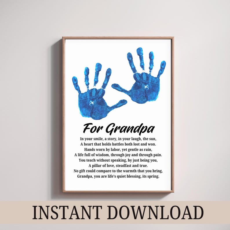 Grandpa Handprint Poem - Printable Wall Art Gift - Handprint Art - A ...