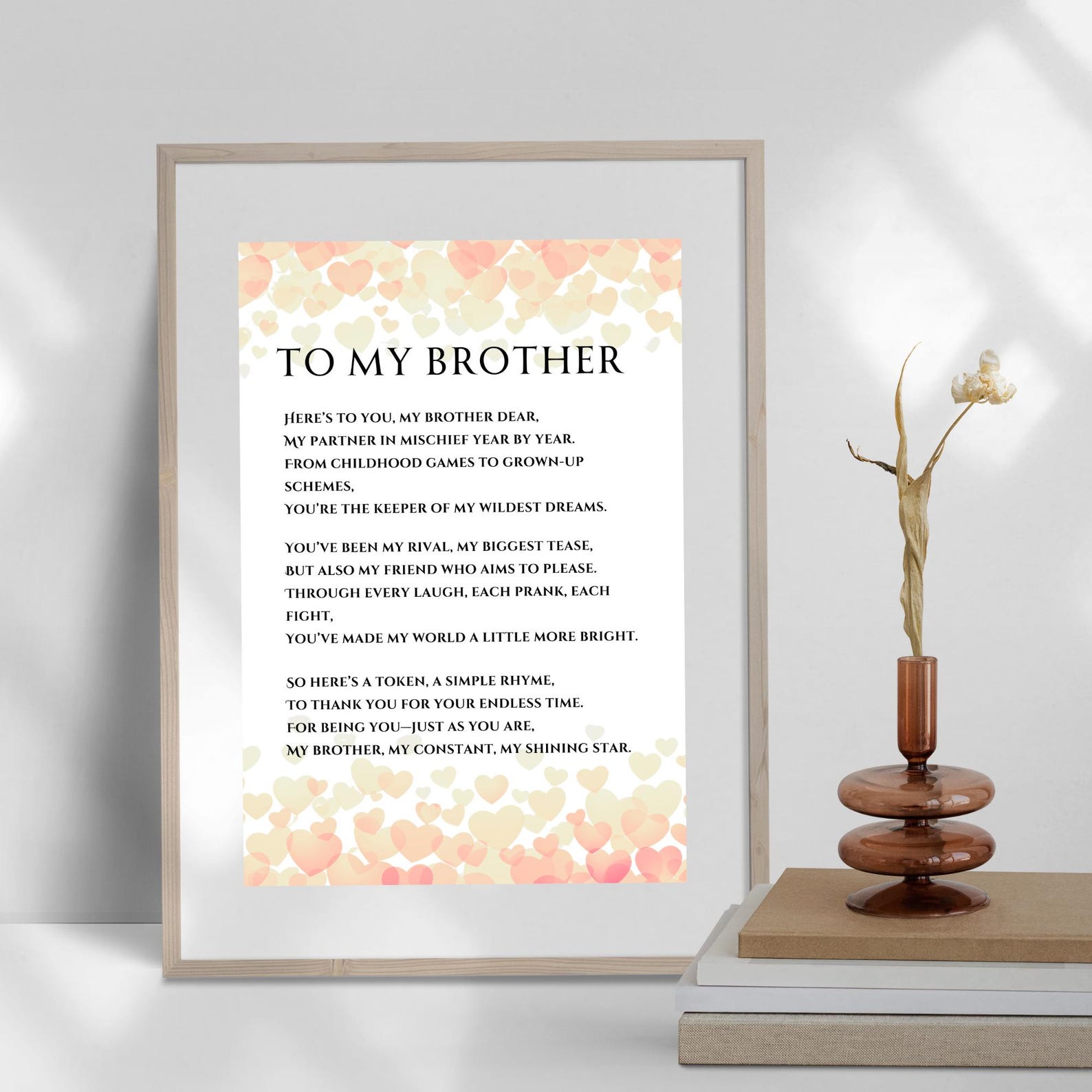 To My Brother Printable Wall Art -instant Print Heartfelt Brother Gift ...