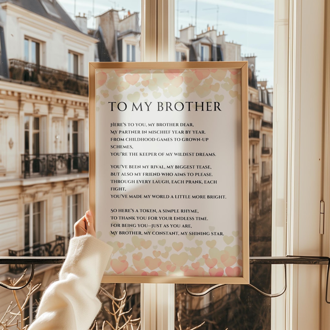 To My Brother Printable Wall Art instant Print Heartfelt Brother Gift ...