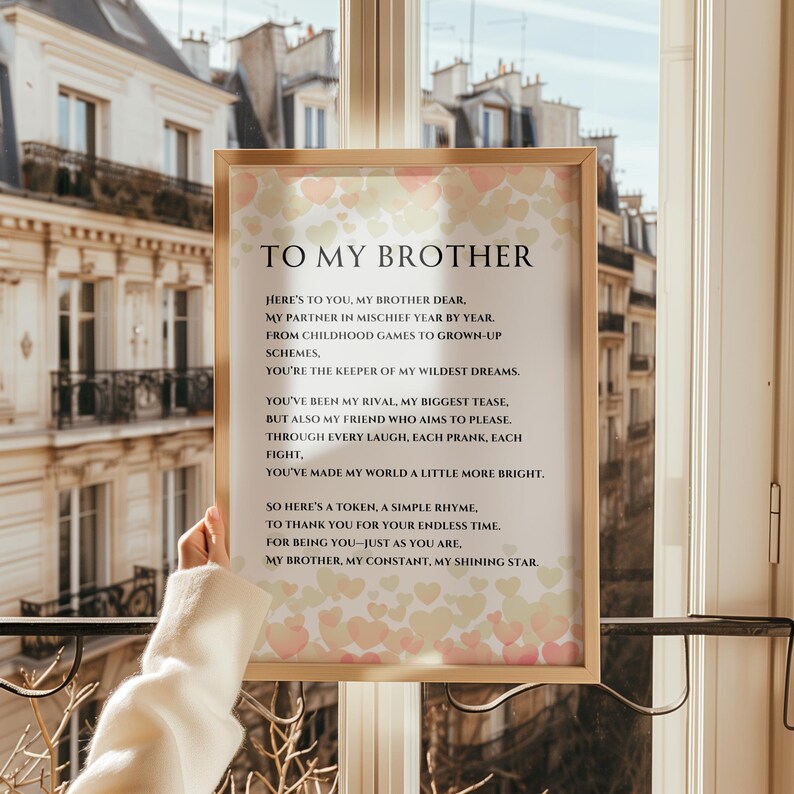 To My Brother Printable Wall Art -instant Print Heartfelt Brother Gift ...