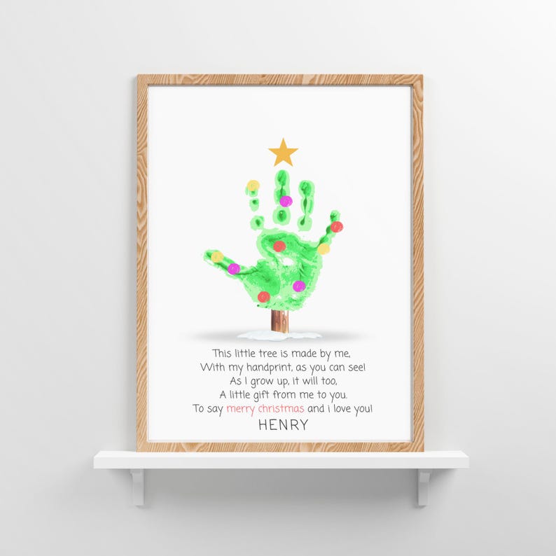 Christmas Tree Handprint Art Printable-personalized Christmas Craft-diy ...