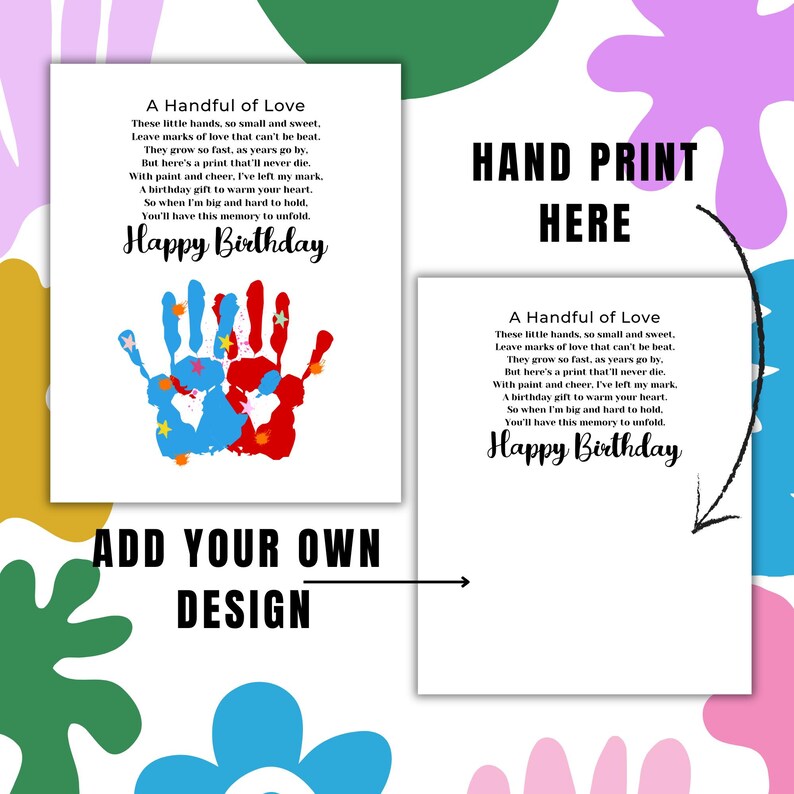 Birthday Handprint Poem Printable - Kid's Handprint Holiday Gift - DIY ...