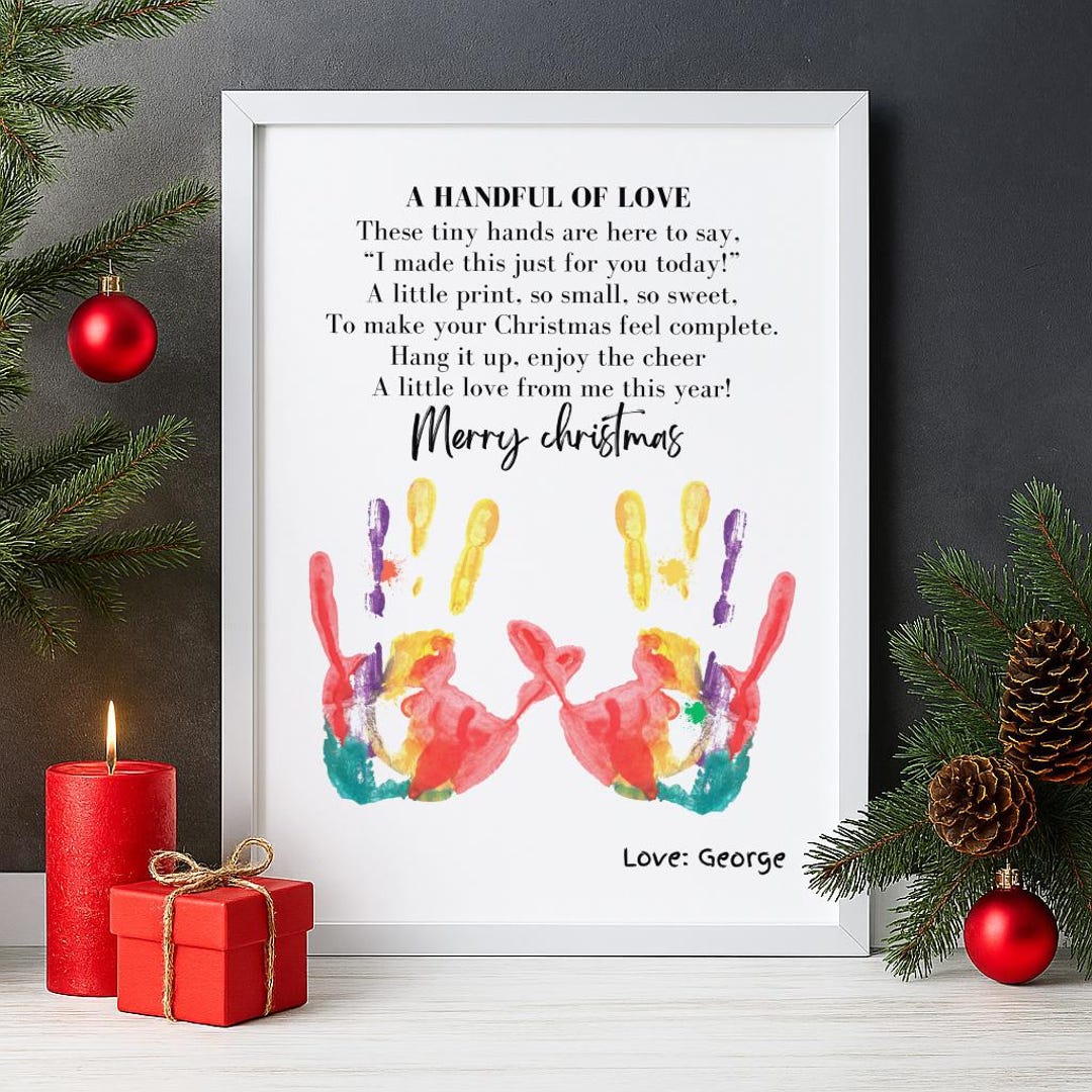 Kids Handprint Art Print – DIY Christmas Keepsake, Sentimental Toddler ...